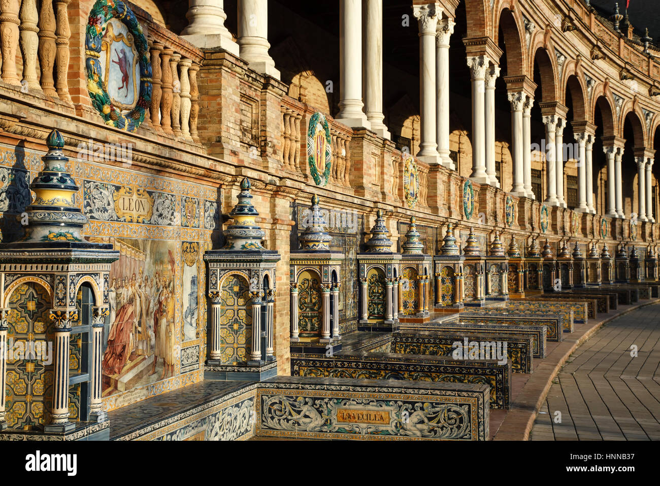 Monuments to cities, Plaza de Espana, Seville, Spain Stock Photo - Alamy