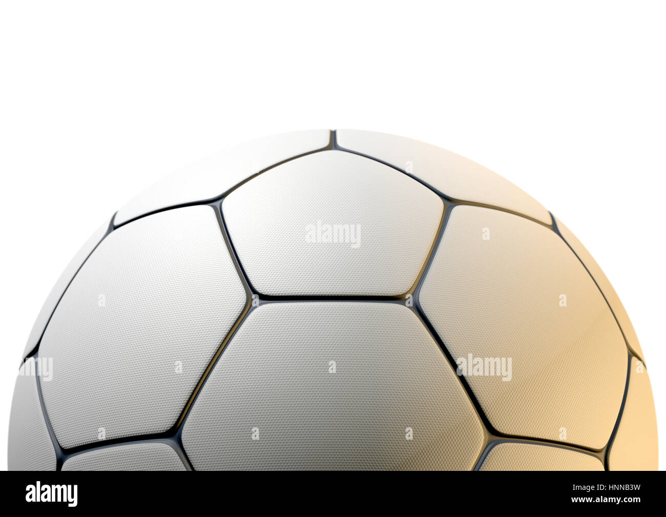 A closeup concept of a white synthetic soccer ball in a traditional ...