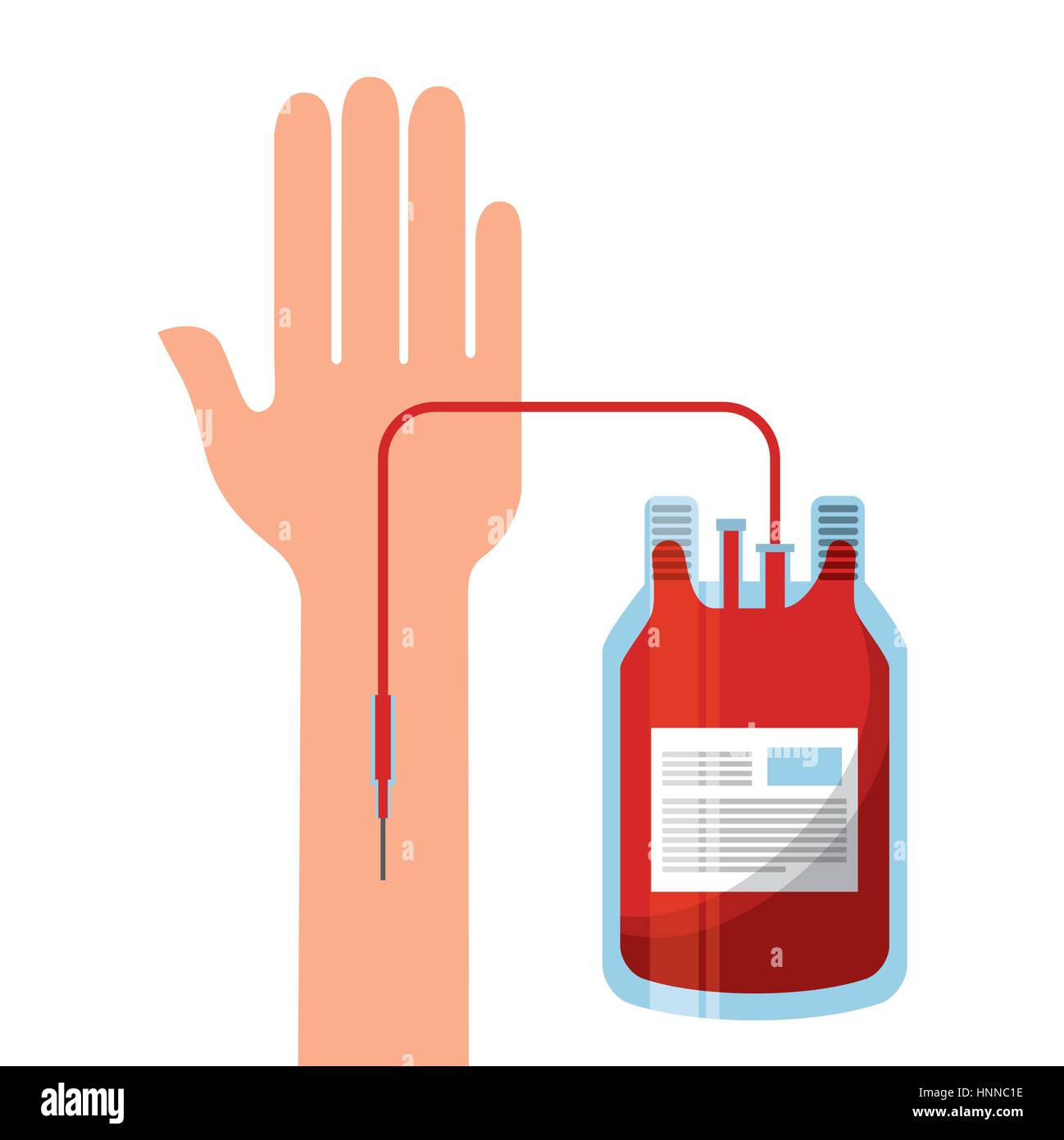 hand with blood bag over white background. donate blood concept ...