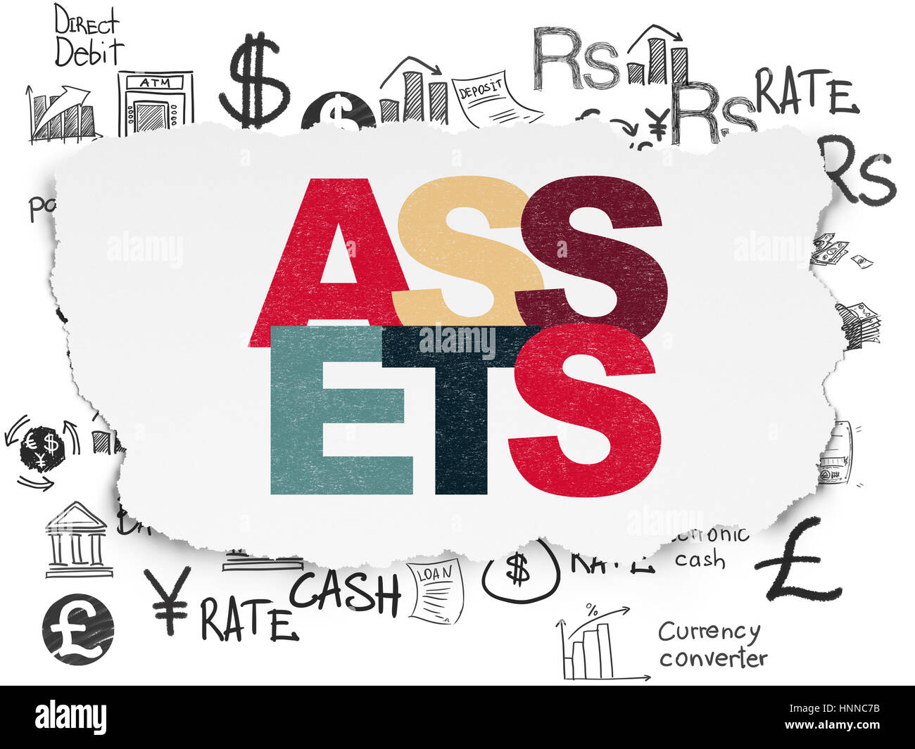 Banking concept: Assets on Torn Paper background Stock Photo - Alamy