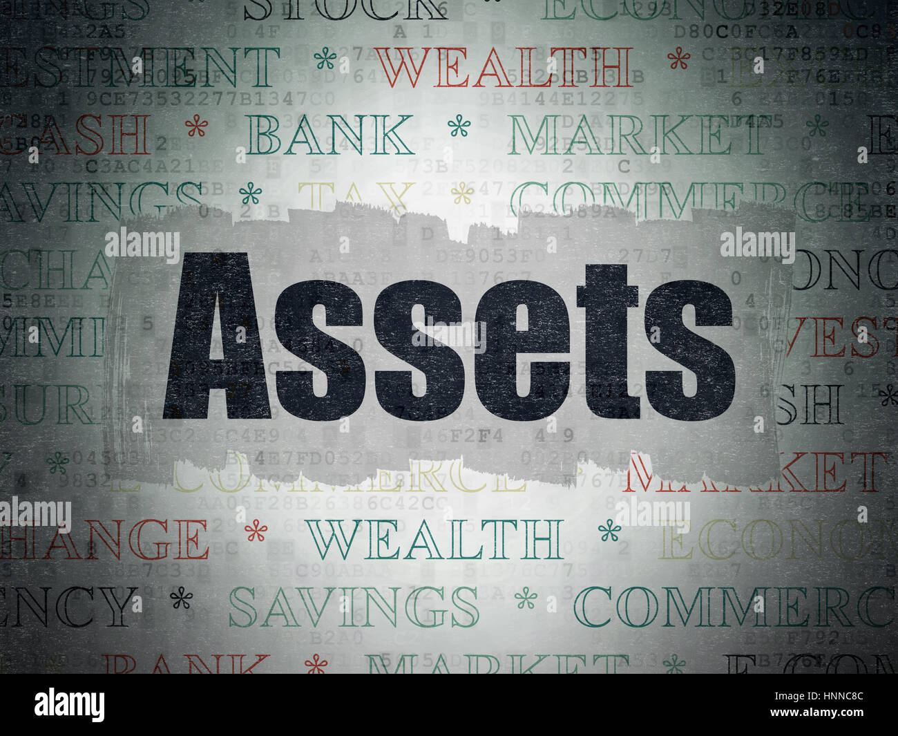 Banking concept: Assets on Digital Data Paper background Stock Photo ...