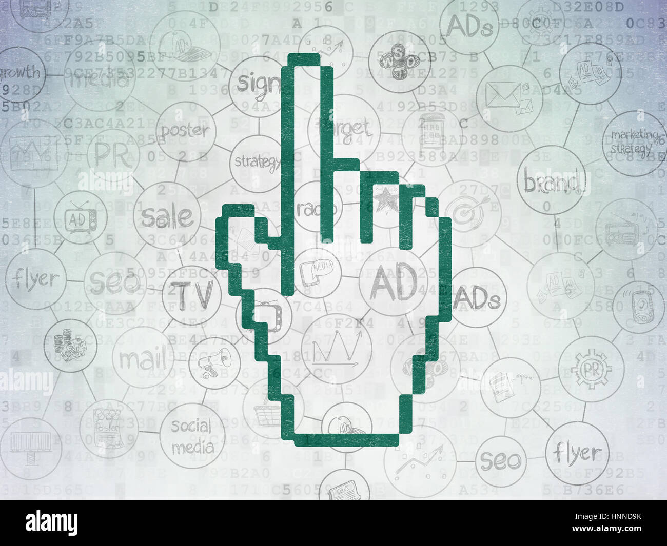 Marketing concept: Mouse Cursor on Digital Data Paper background Stock ...