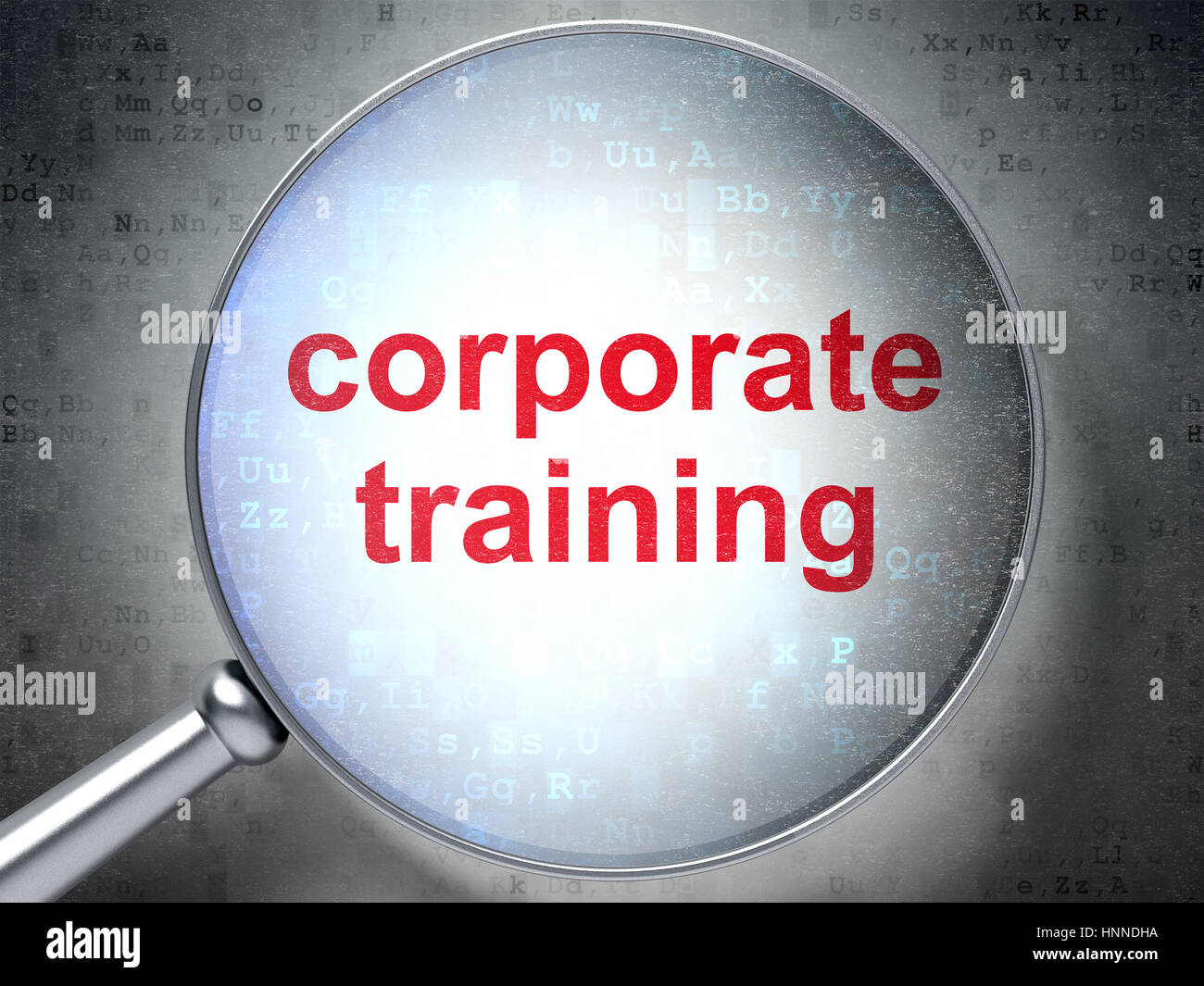 Learning concept: Corporate Training with optical glass Stock Photo - Alamy