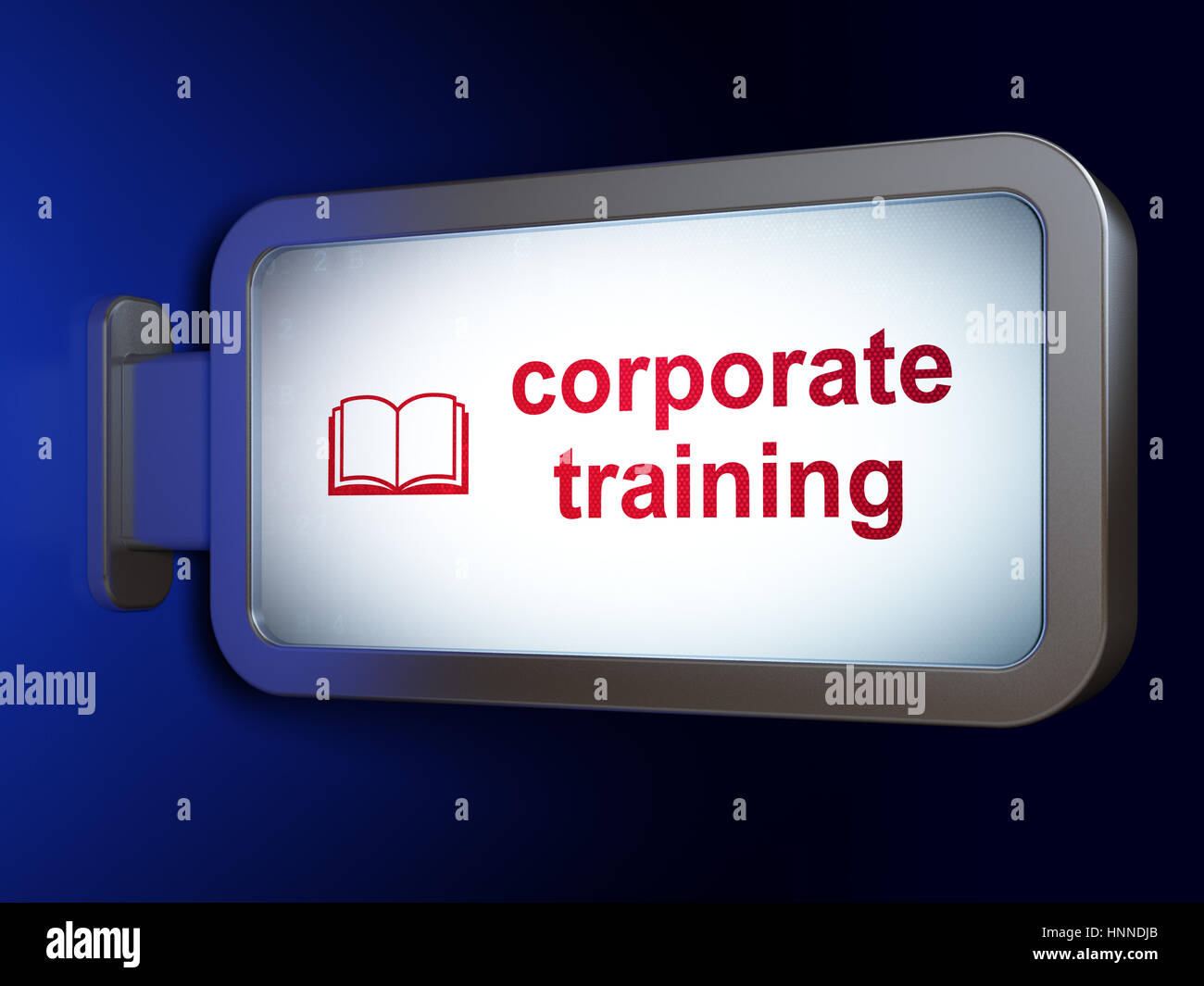 Learning concept: Corporate Training and Book on billboard background ...
