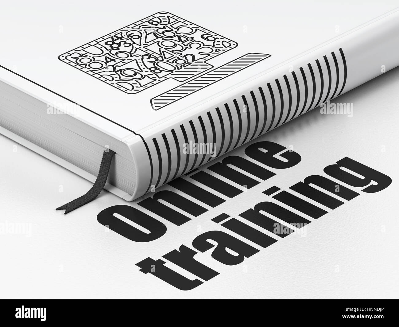 Learning concept: book Computer Pc, Online Training on white background ...