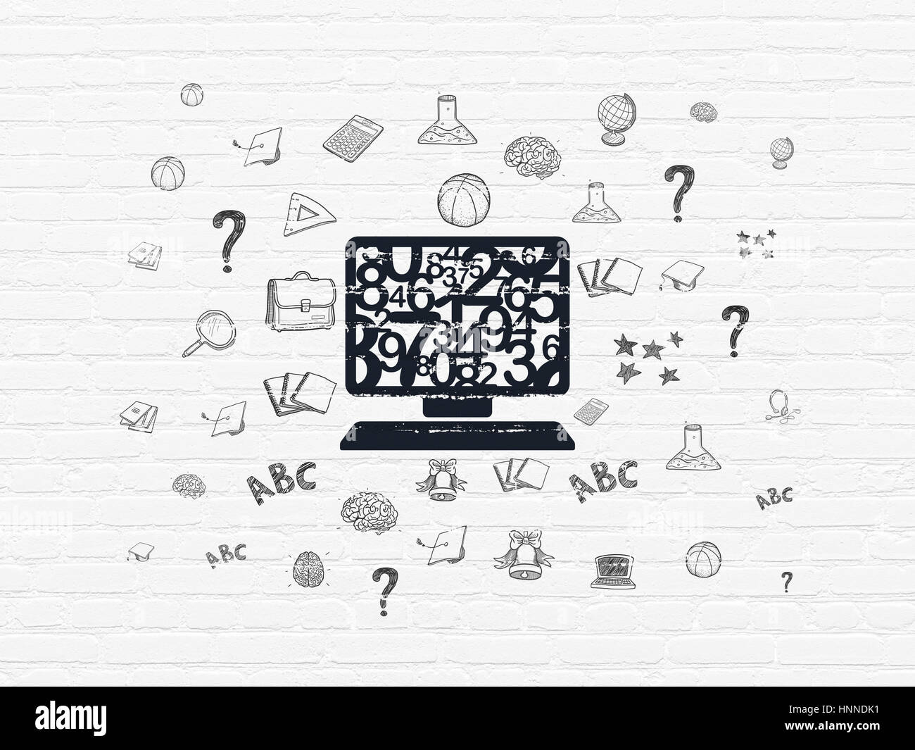 Education concept: Computer Pc on wall background Stock Photo - Alamy