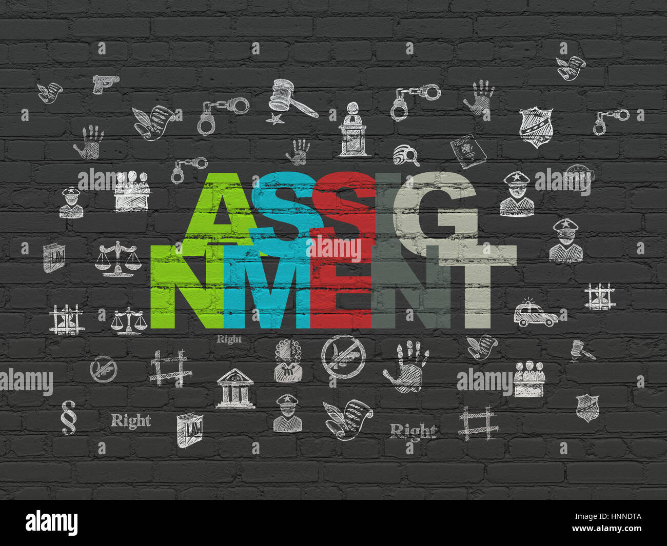 Law concept: Assignment on wall background Stock Photo - Alamy