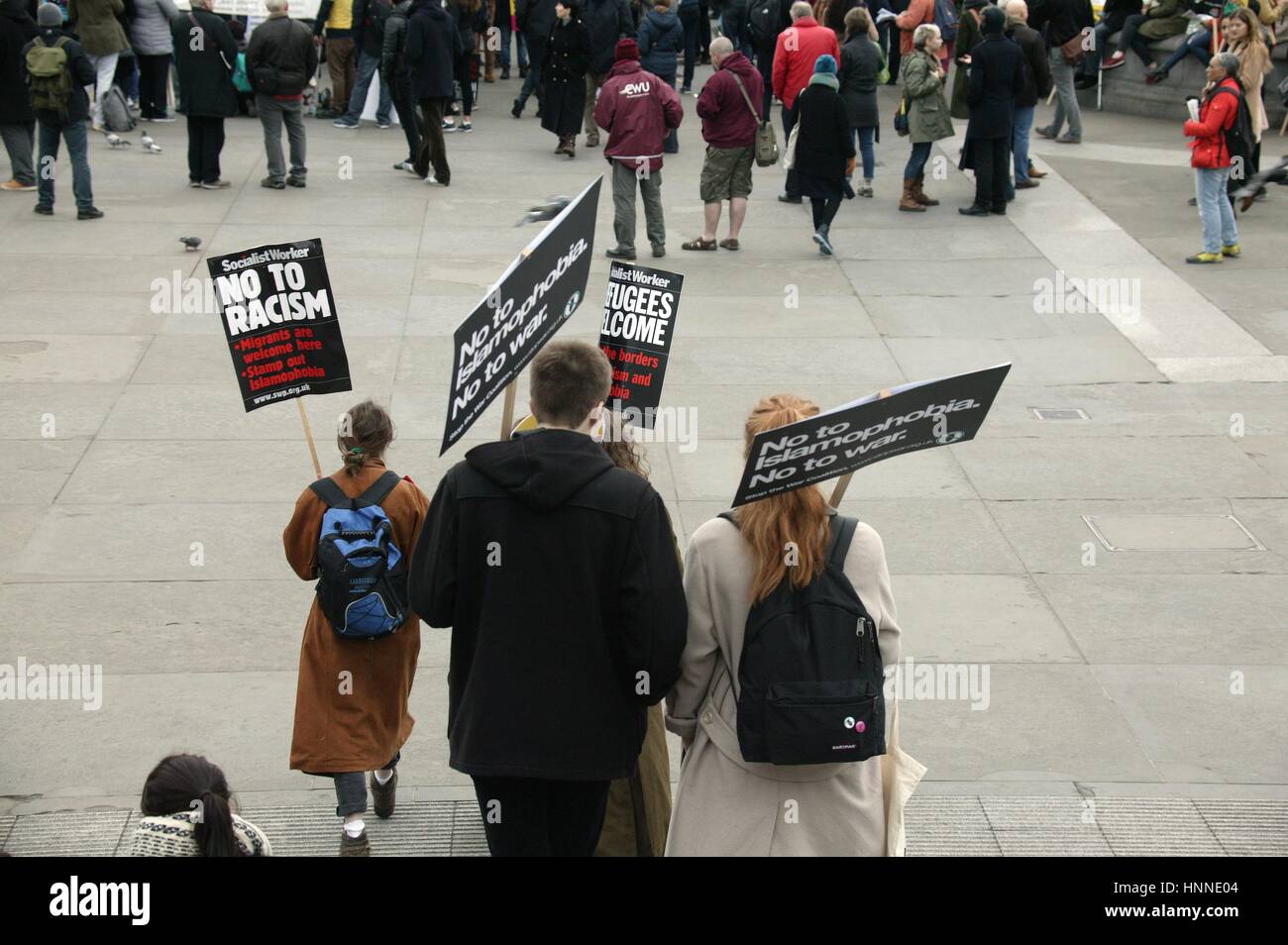 Stand Up To Racism, Refugees Welcome Here demo in Trafalgar Square ...