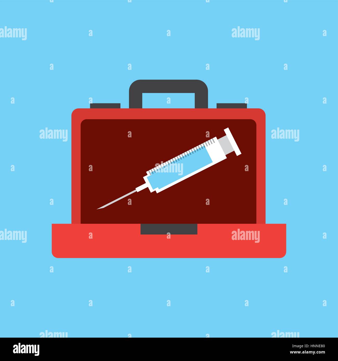first aid briefcase and syrenge over white background. colorful design ...
