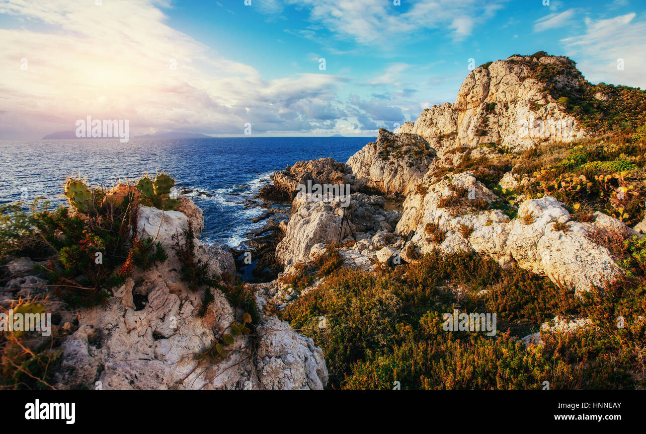 Fantastic views of the sea with blue sky Stock Photo - Alamy