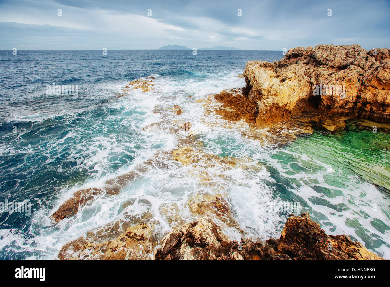 Fantastic views of the sea with blue sky Stock Photo - Alamy