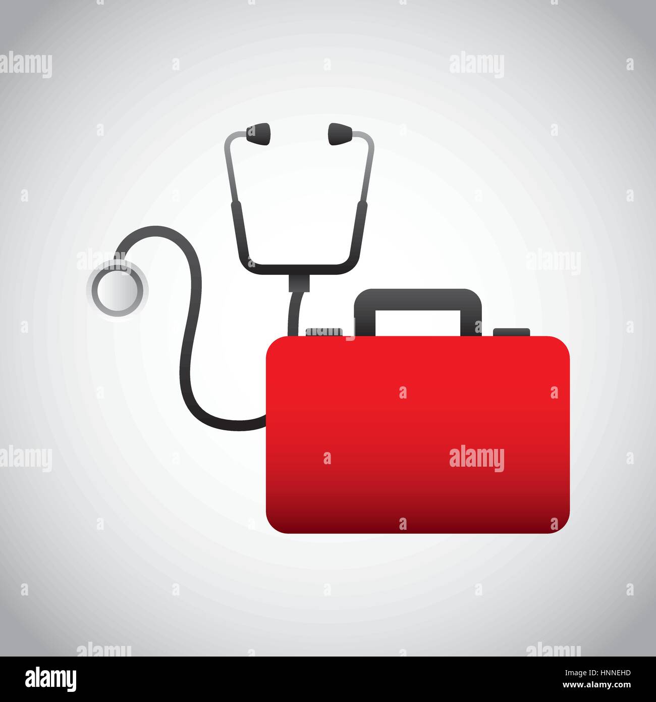 first aid briefcase and sthetoscope over white background. colorful ...