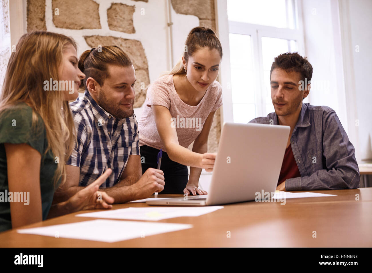 Professional male and female business team in an interesting meeting ...