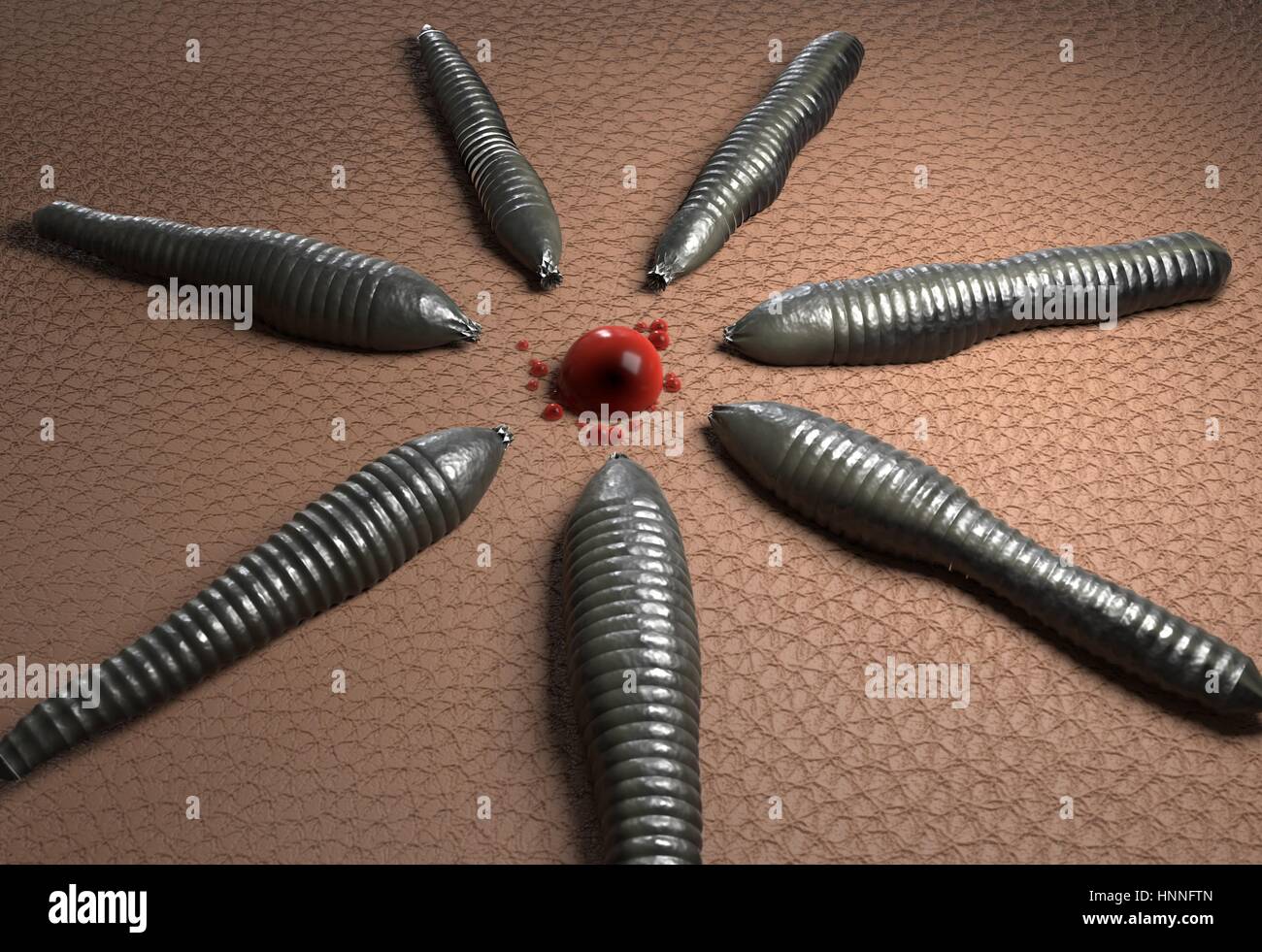 leech worms and blood drop on human skin 3d illustration Stock Photo ...