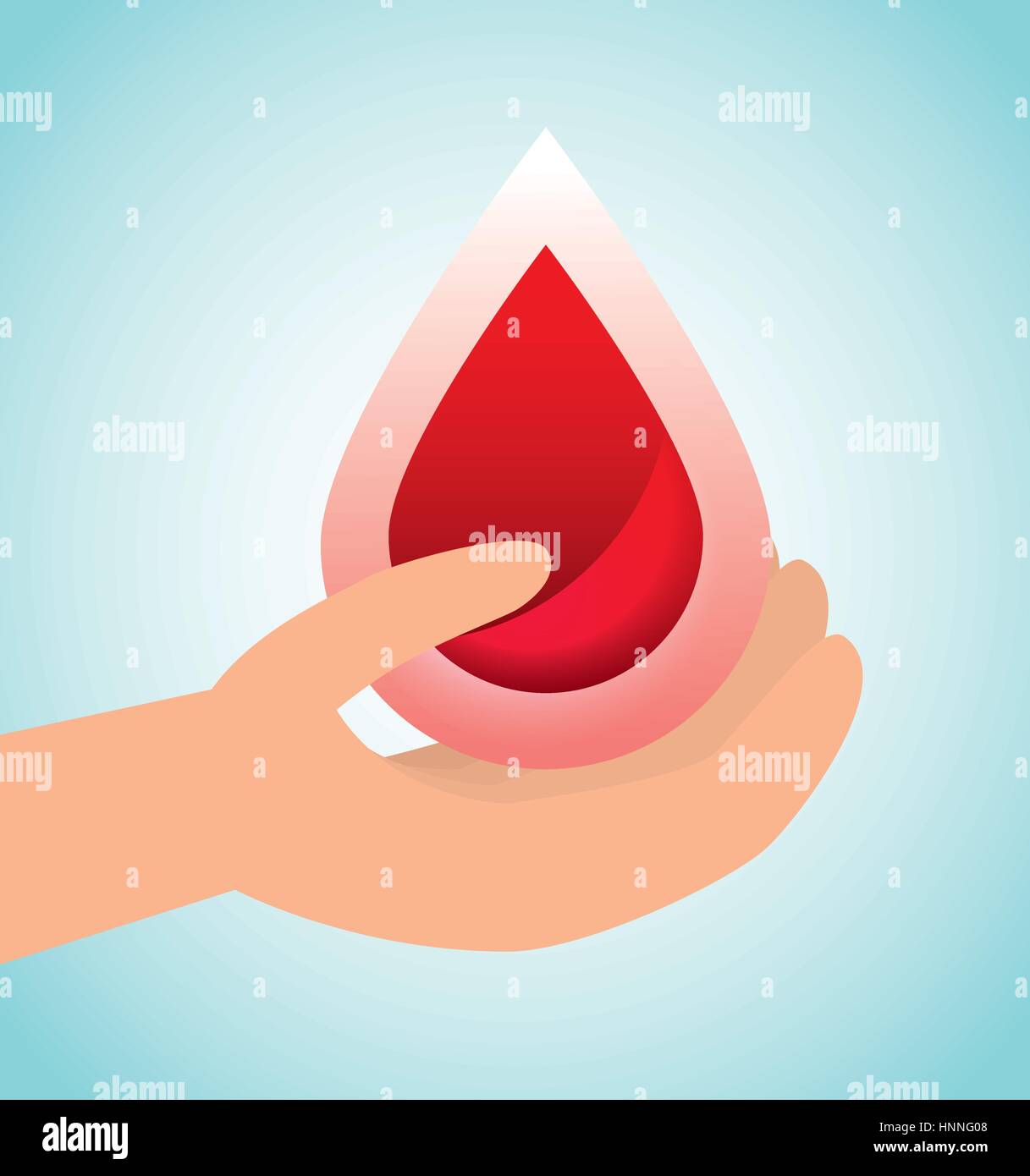 hand holding a blood drop icon. colorful design. vector illustration ...