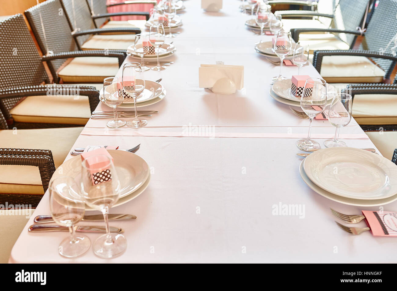 Serving table for a wedding banquet in a restaurant Stock Photo - Alamy