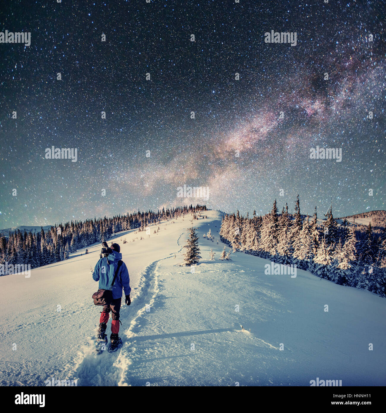 Night milky way hiker hi-res stock photography and images - Alamy