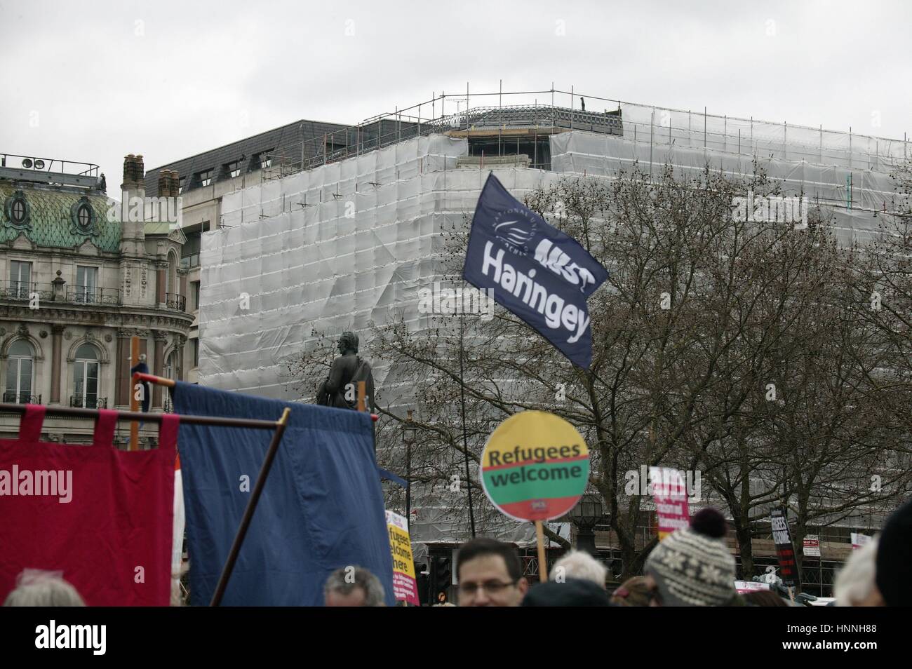 Refugees Welcome Here, Stand Up To Racism Protest at Trafalgar Square ...