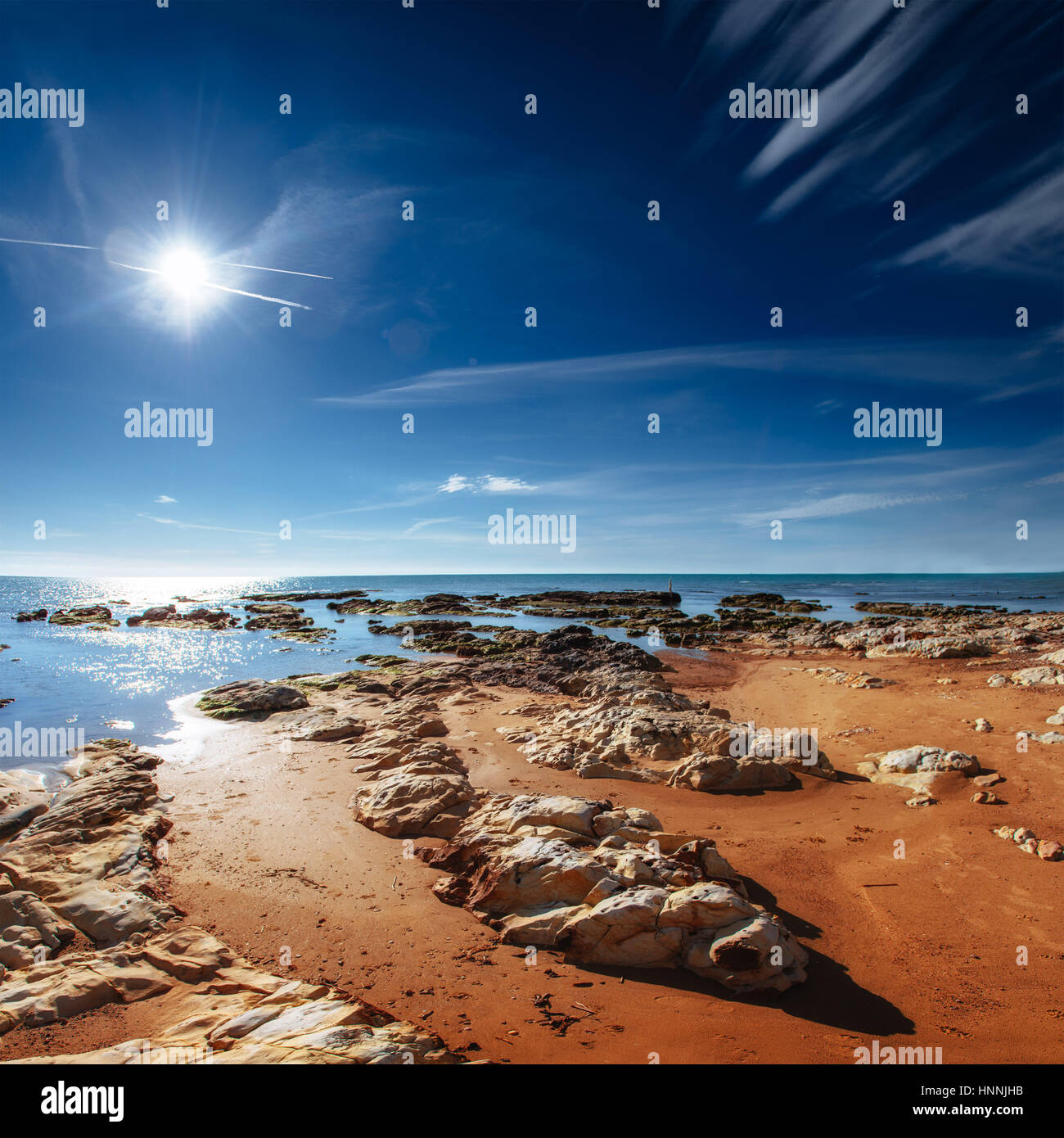 Fantastic view of the nature reserve Monte Cofano. Dramatic scen Stock ...