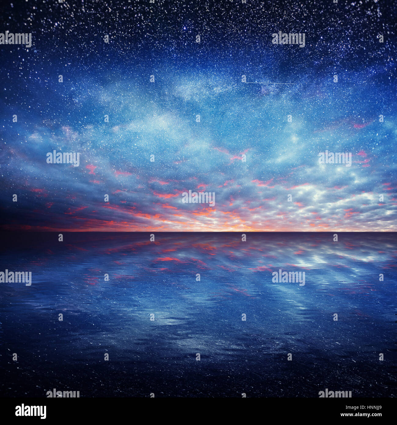 Fantastic starry sky over the sea. Beauty world Stock Photo - Alamy