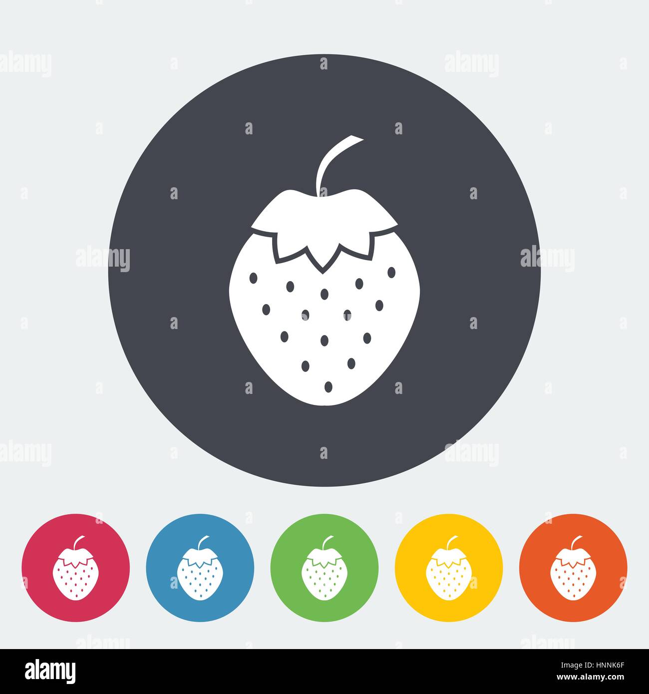 Strawberry. Single flat icon on the button. Vector illustration Stock ...