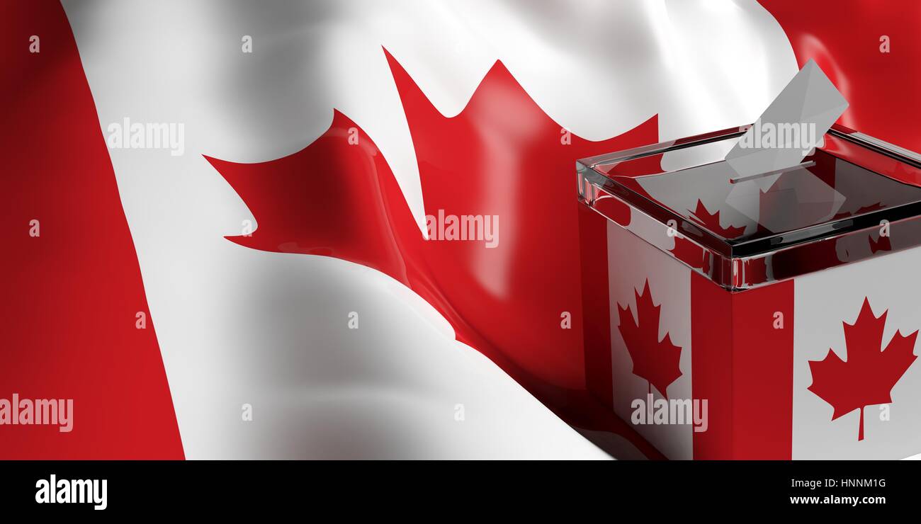 Glass ballot box on Canada flag background, 3d illustration Stock Photo ...