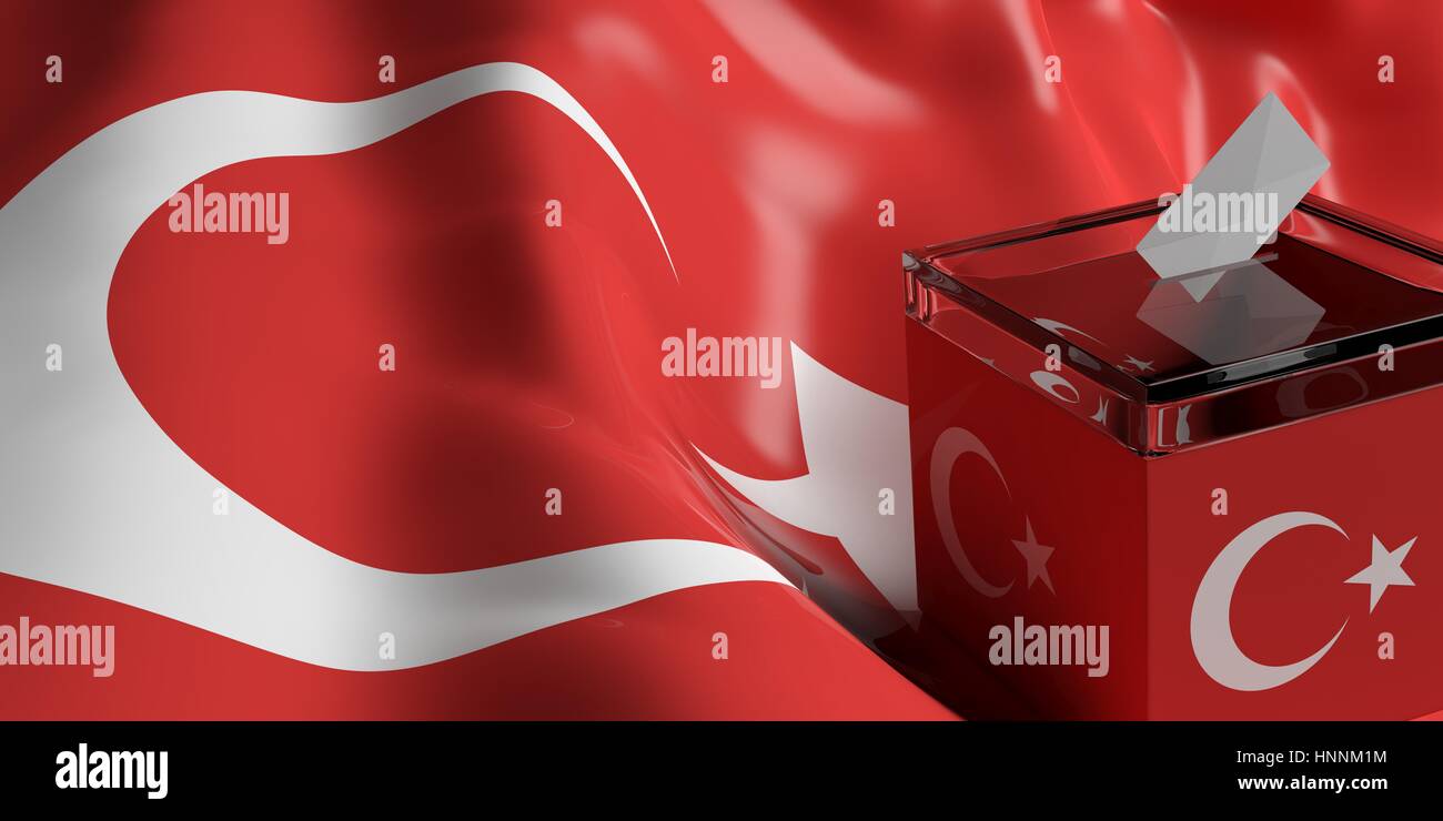 Glass ballot box on Turkey flag background, 3d illustration Stock Photo ...