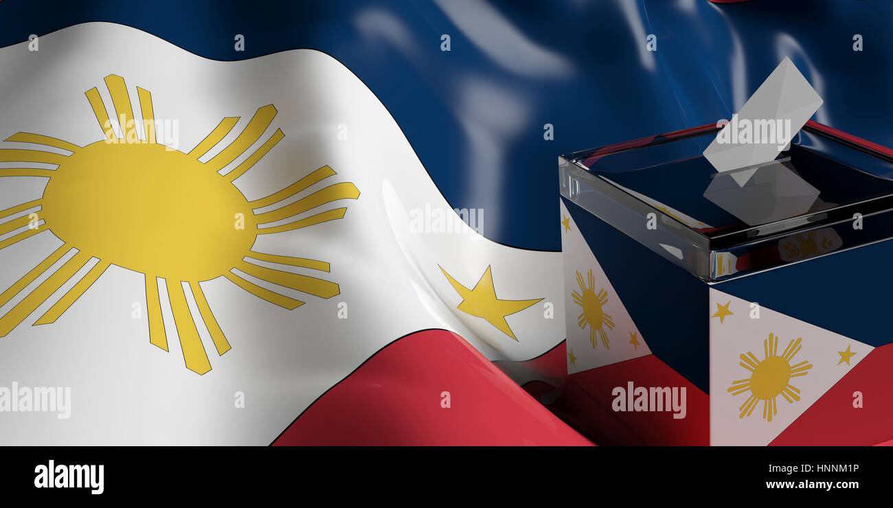 Glass ballot box on Philippines flag background, 3d illustration Stock ...