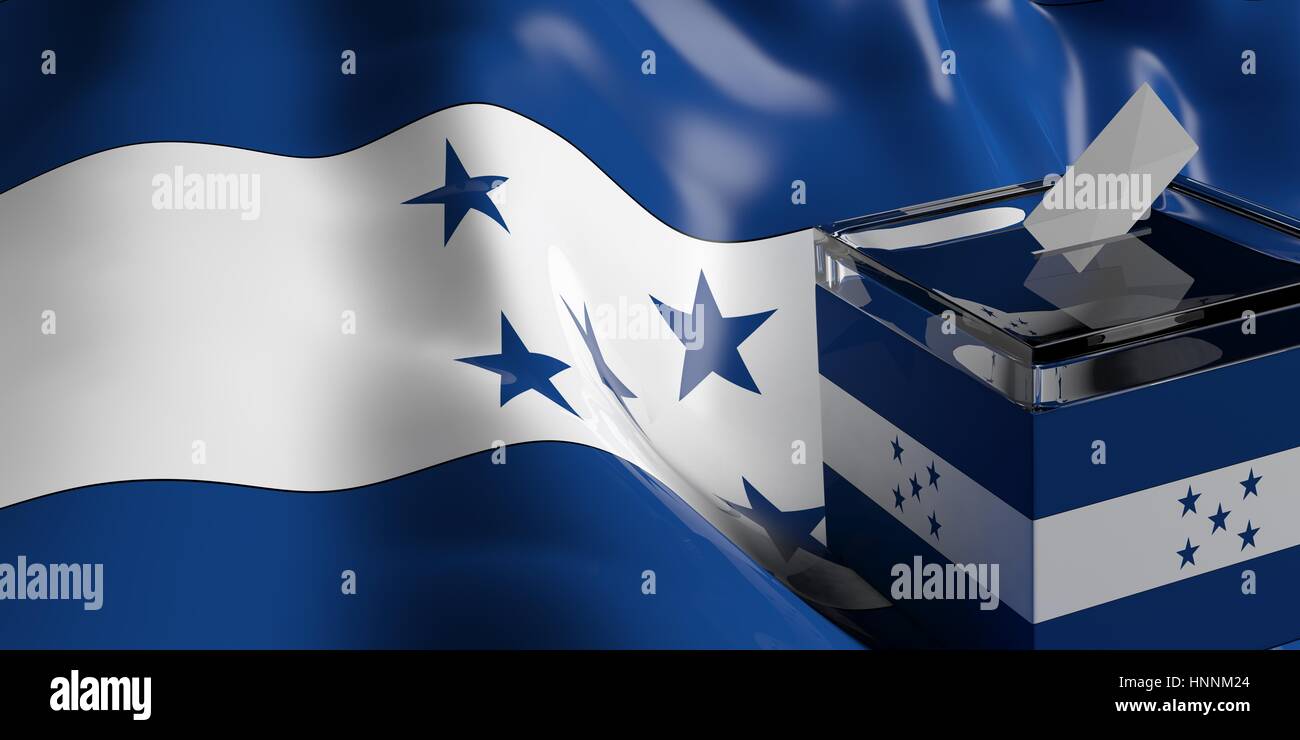 Glass ballot box on Honduras flag background, 3d illustration Stock ...