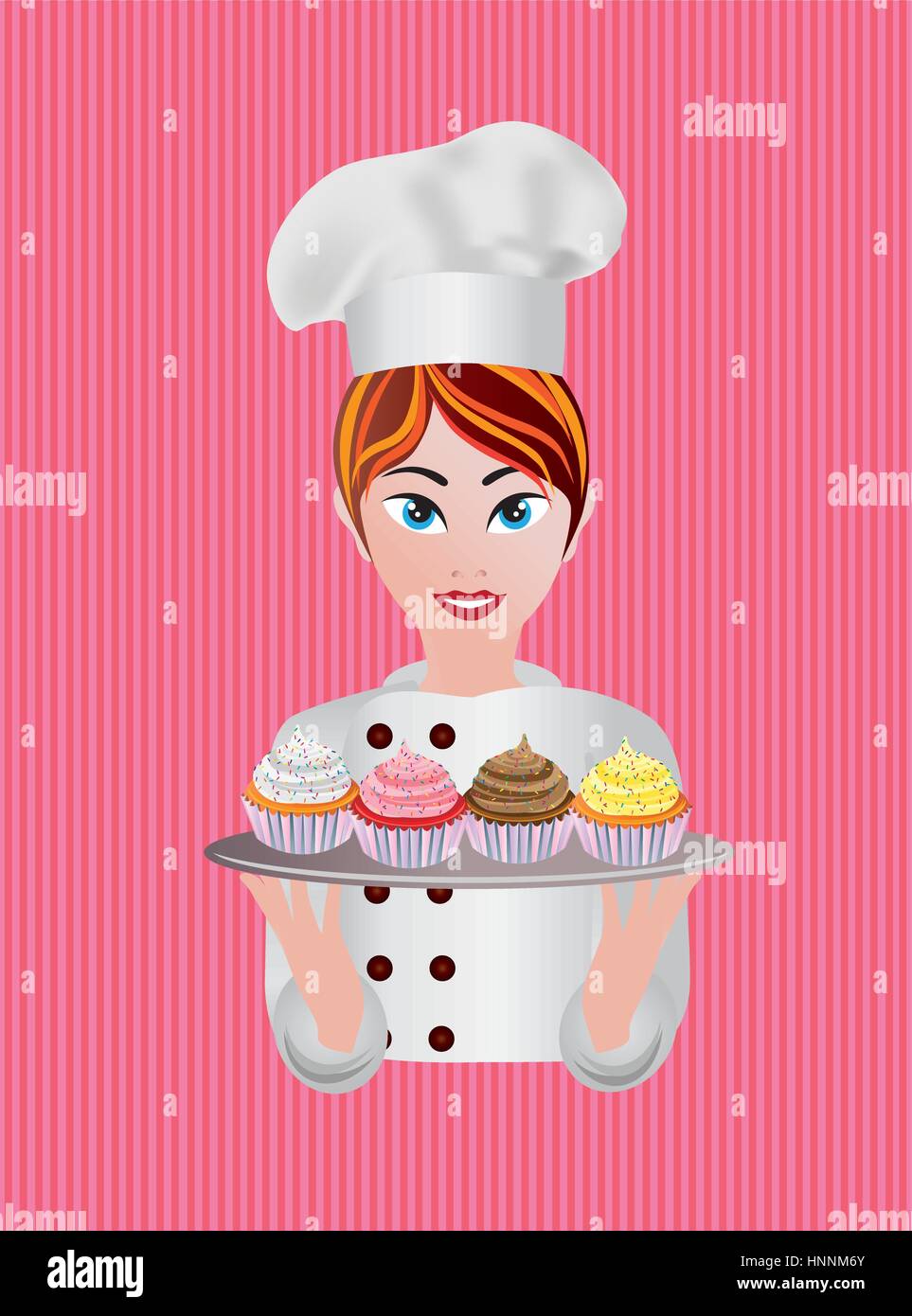 Female Pastry Chef Cartoon