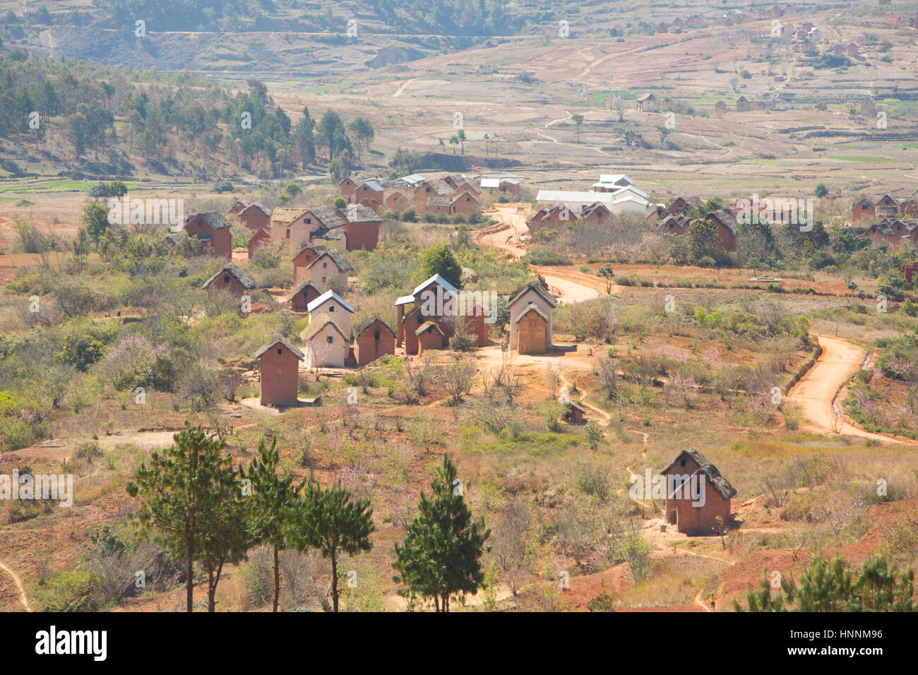 Trano gasy - two story brick houses in rural areas in Madagascar Stock ...