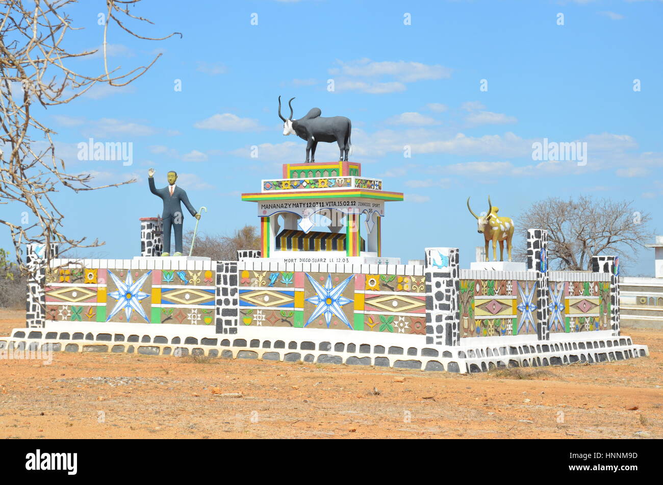 Mahafaly tomb with traditional painted decoration in the southwest of ...