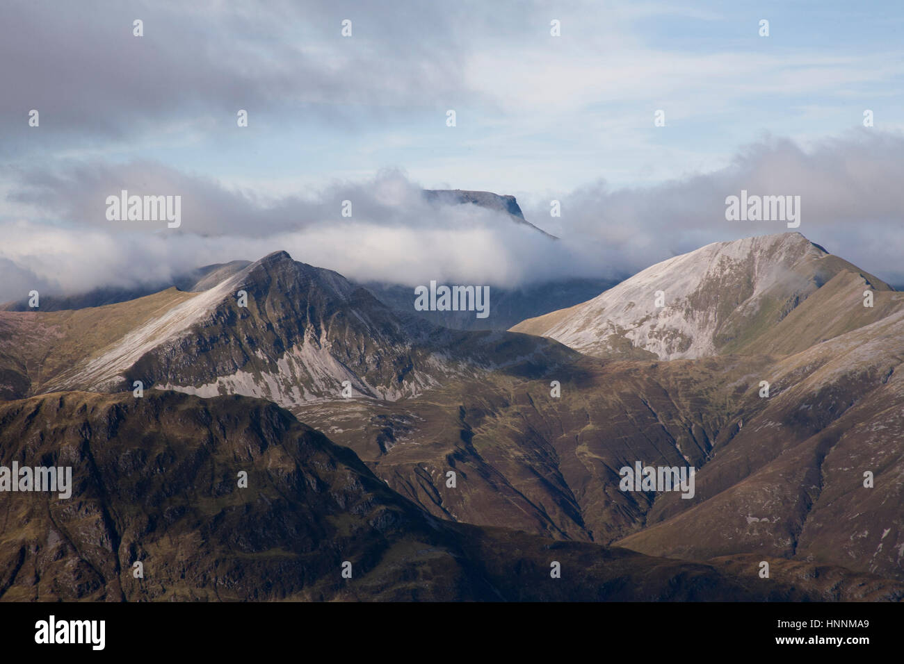 View of Ben Nevis, the highest mountain in Scotland and UK. Summit of ...
