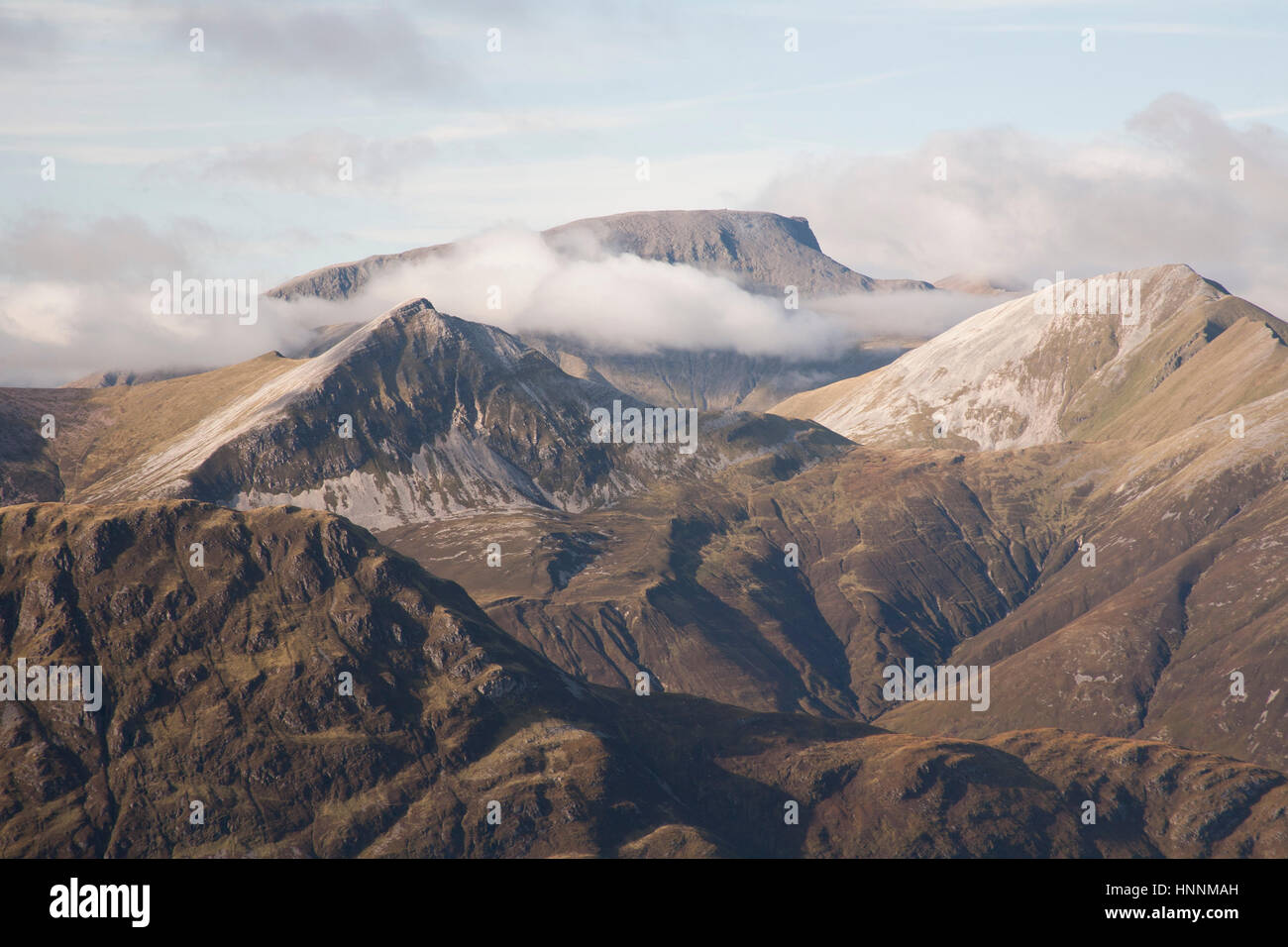 View of Ben Nevis, the highest mountain in Scotland and UK. Summit of ...