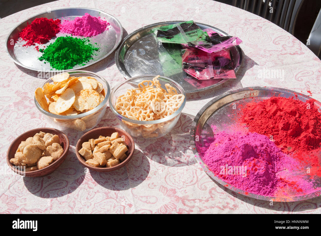 Coloured dye throwing and face smearing of bright coloured powder ...