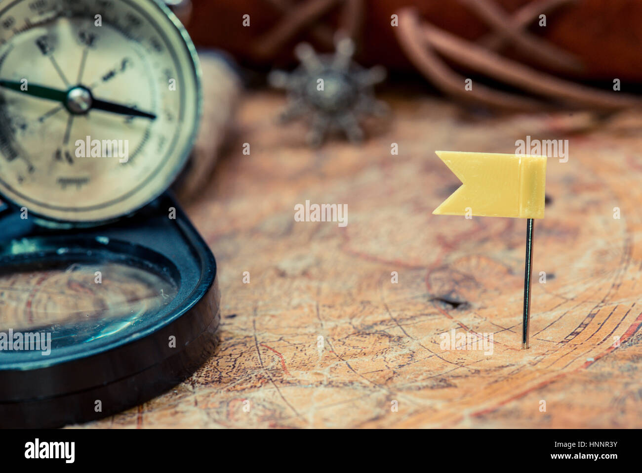 Columbus day and world map with compass Stock Photo - Alamy