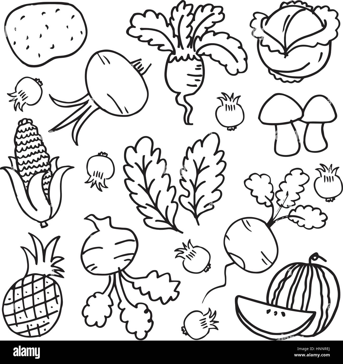 Doodle of vegetable set hand draw vector art Stock Vector Image & Art ...