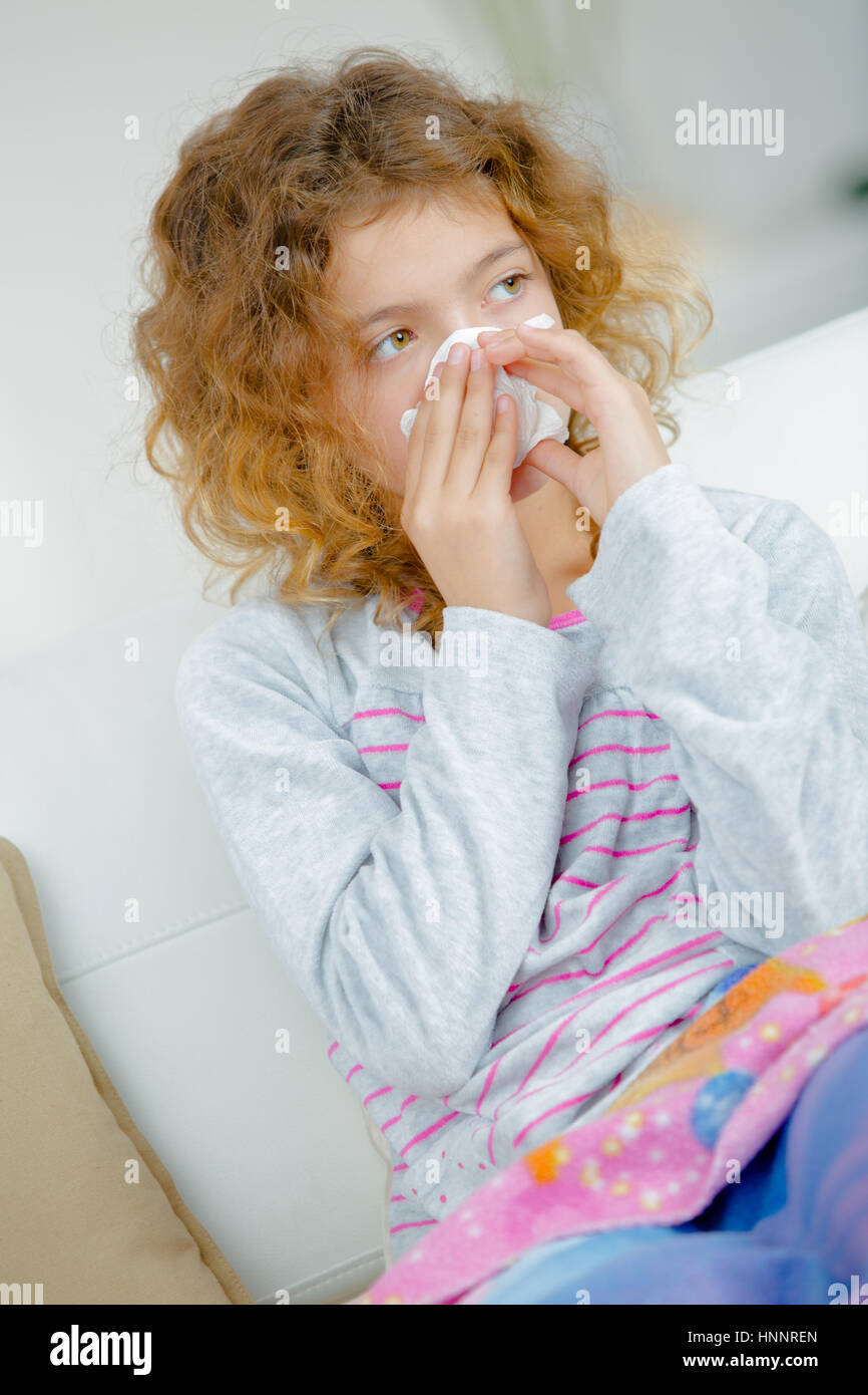 young girl with cold Stock Photo - Alamy