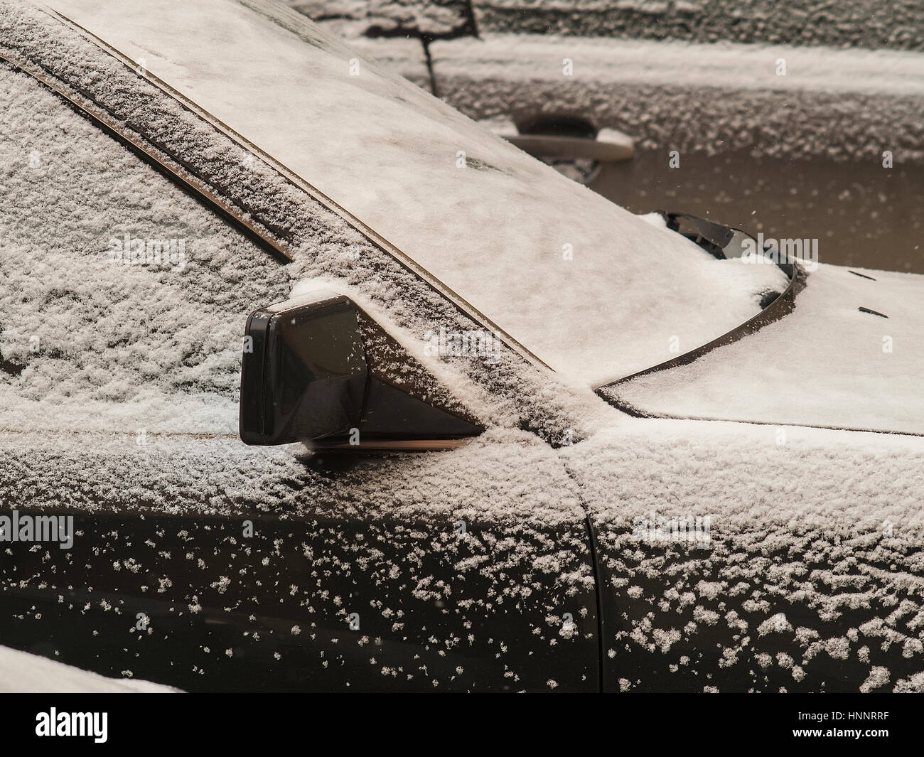Fully snowy windshield of the car on the street Stock Photo - Alamy