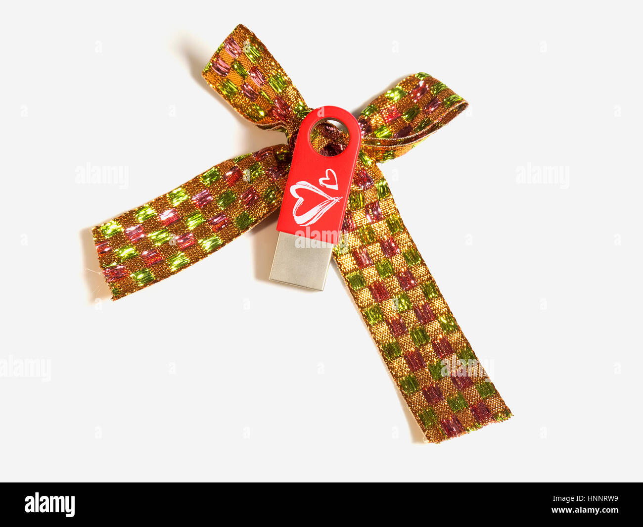 The red flash card with hearts and a beautiful bow isolated Stock Photo ...