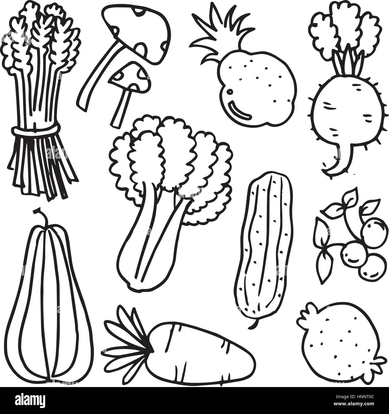 Illustration of vegetable object doodles set collection Stock Vector ...