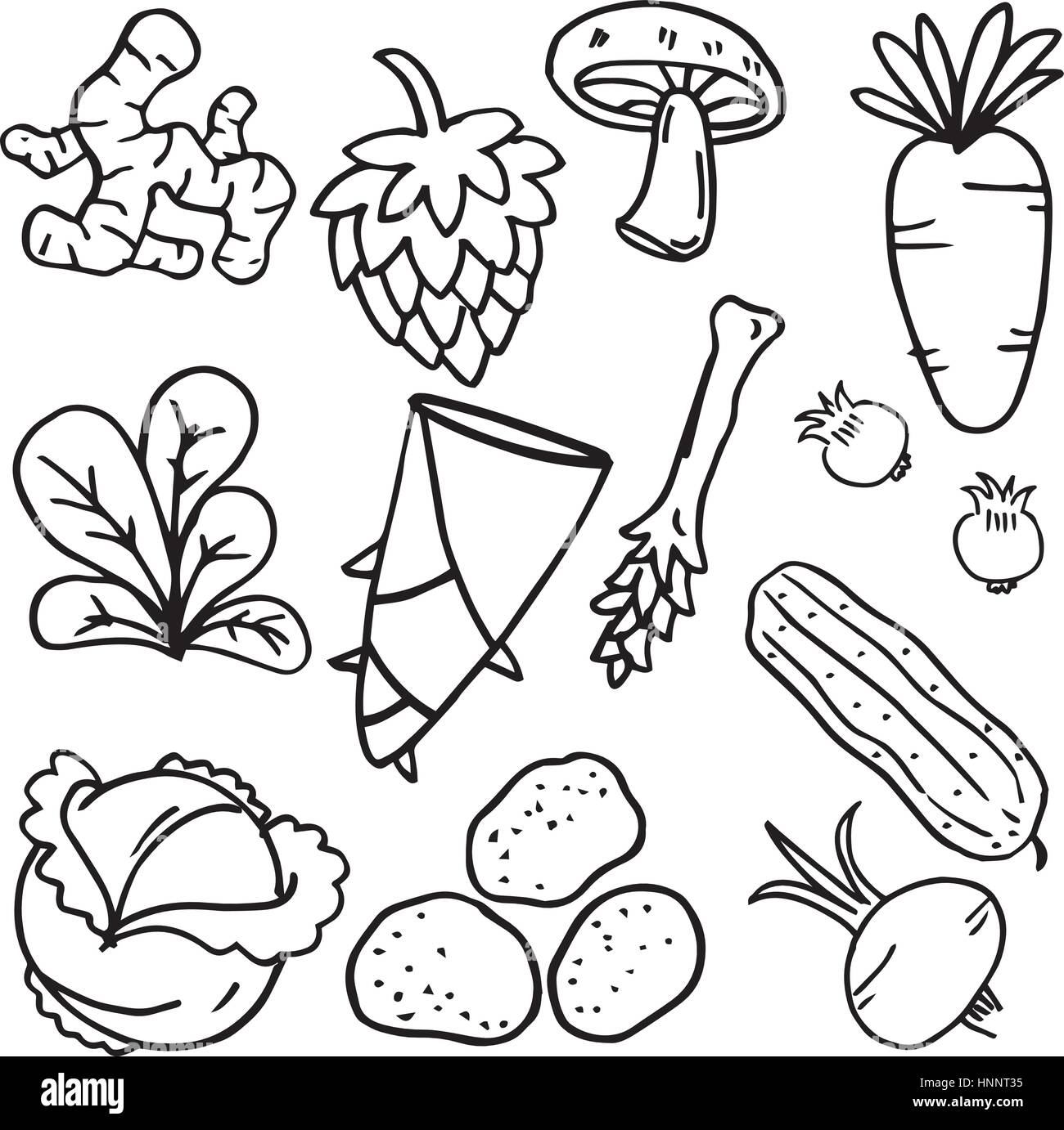 Collection of vegetable set doodles hand draw Stock Vector Image & Art ...