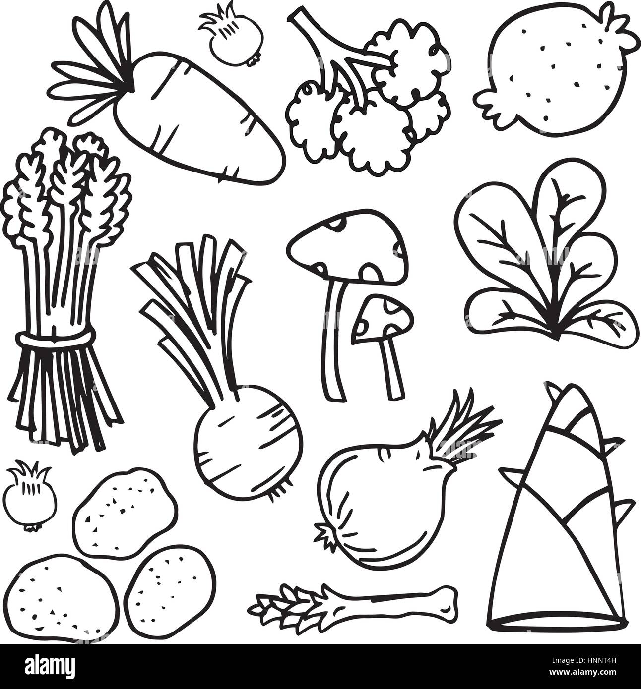 Illustration of vegetable set doodles hand draw Stock Vector Image ...