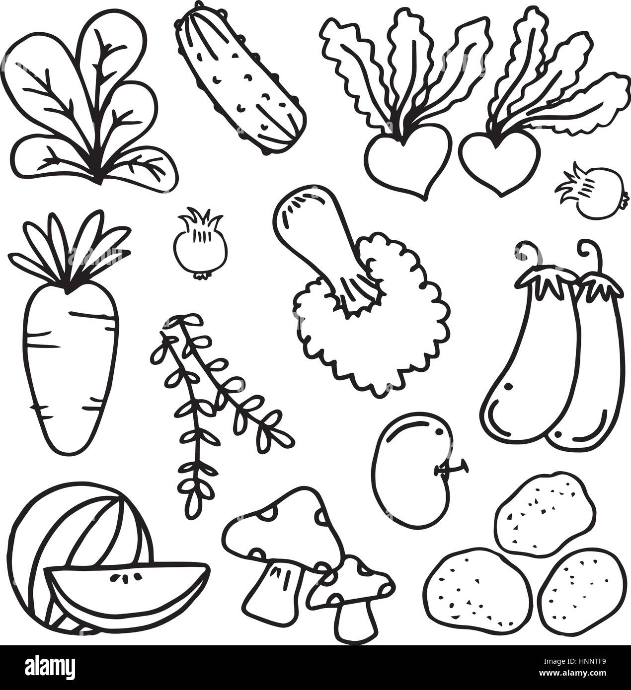 Set of vegetables doodles vector hand draw Stock Vector Image & Art - Alamy