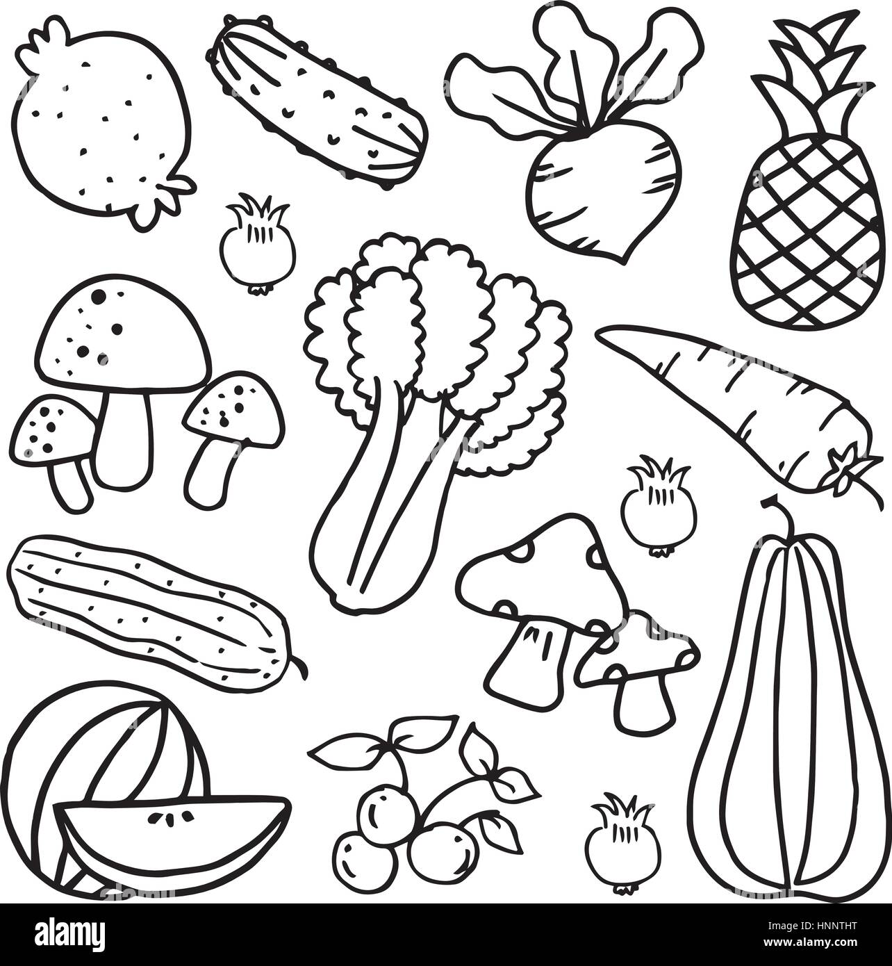 Set of vegetable hand draw doodles vector illustration Stock Vector ...