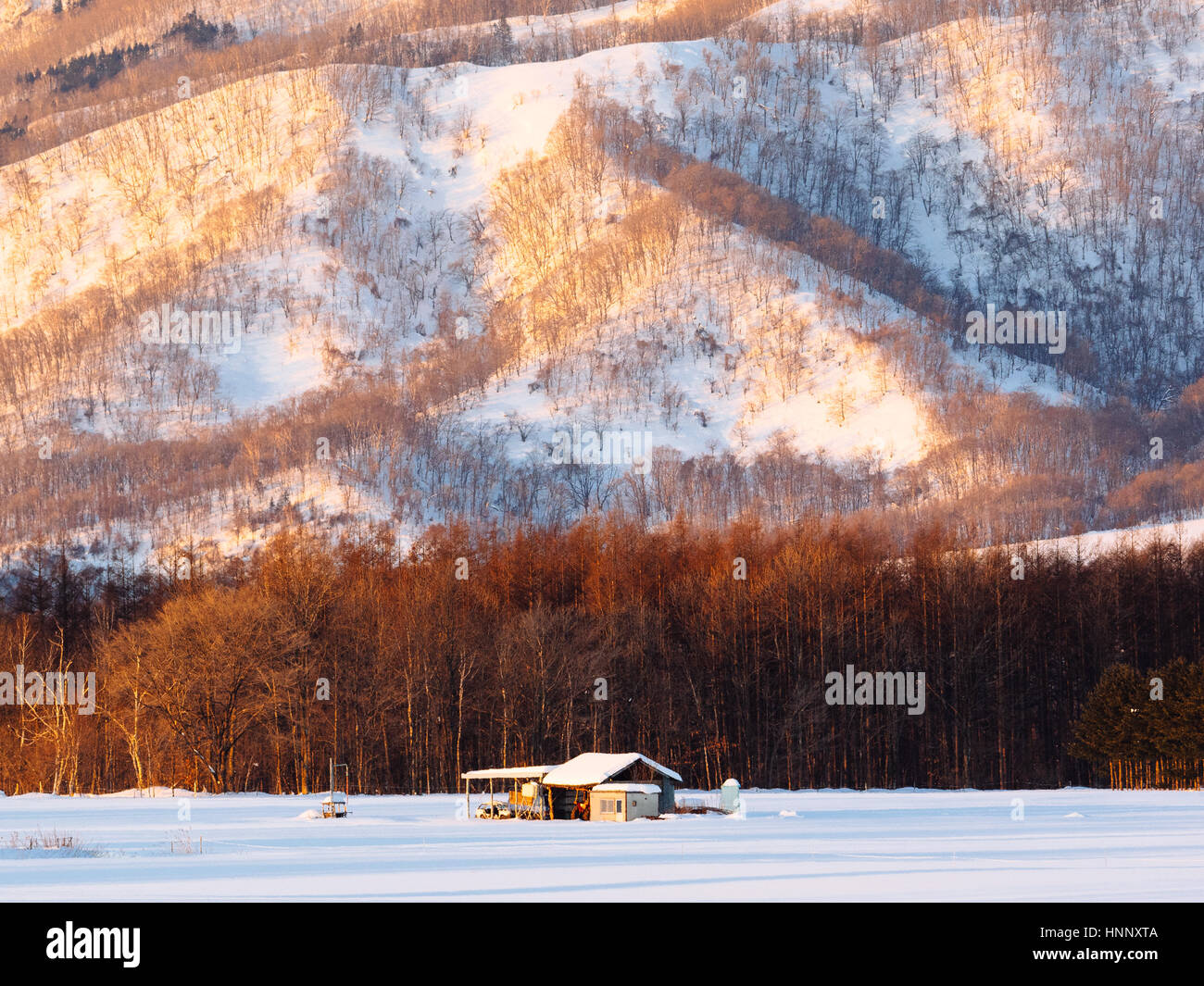 Hidaka mountain range in winter Stock Photo - Alamy