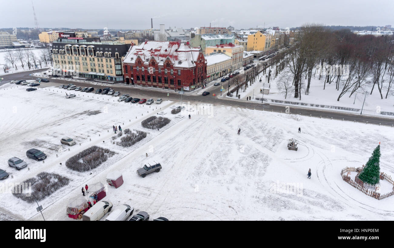 VYBORG, RUSSIA - CIRCA JAN, 2017: The Market square is in city center ...