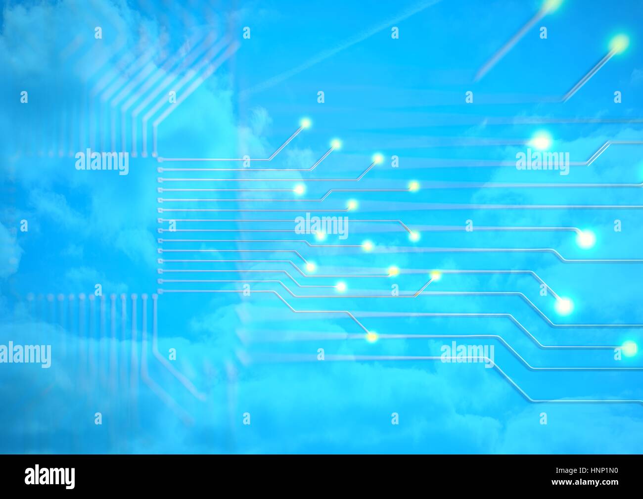 Abstract electronic circuit blue background. 3d illustration Stock ...