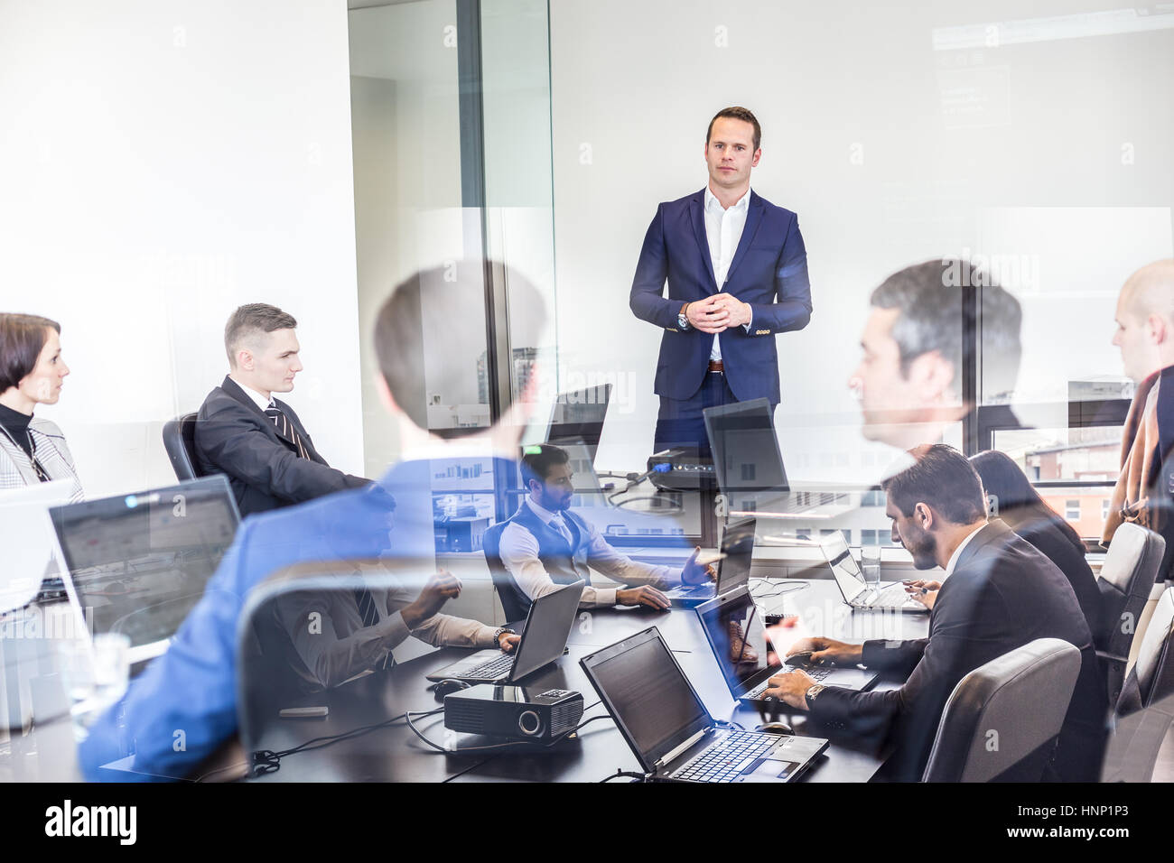 Corporate business team office meeting Stock Photo - Alamy