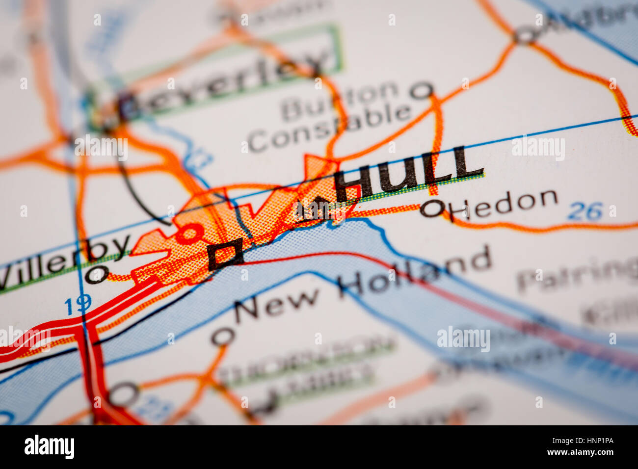 Map Photography: Hull City on a Road Map Stock Photo - Alamy